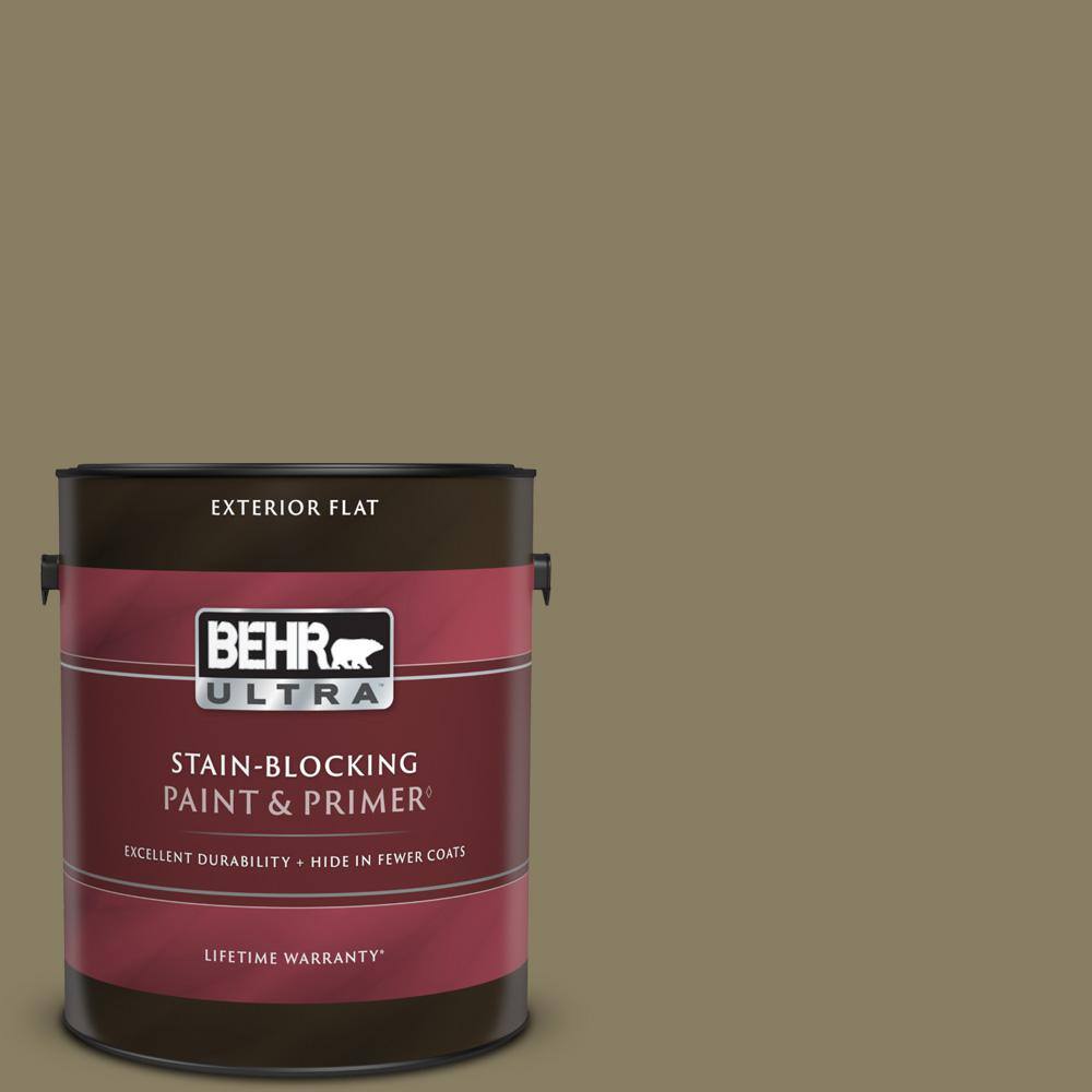 BEHR ULTRA 1 gal. #N340-6 Sorrel Leaf Flat Exterior Paint & Primer ...