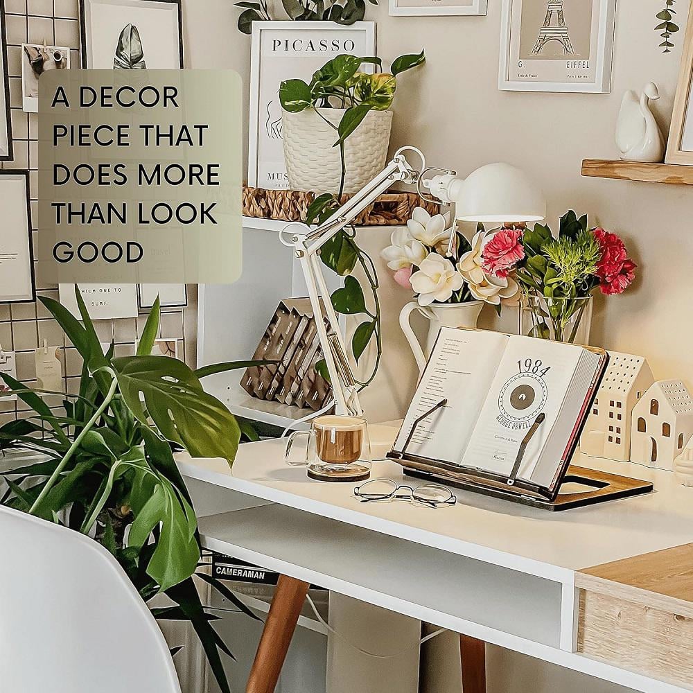 Anqtovp Recipe Stand Wooden Book Stands for Reading, Cookbook Stand for ...