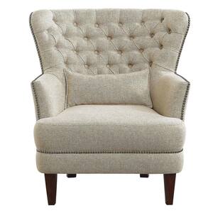 EVERGLADE HOME Savry Beige Textured Upholstery Tufted Accent Wingback ...