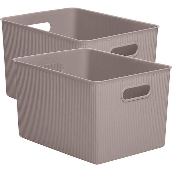 SUPERIO 23 Qt. Plastic Storage Bin, Set of 2, Taupe ONL921-2 - The Home ...