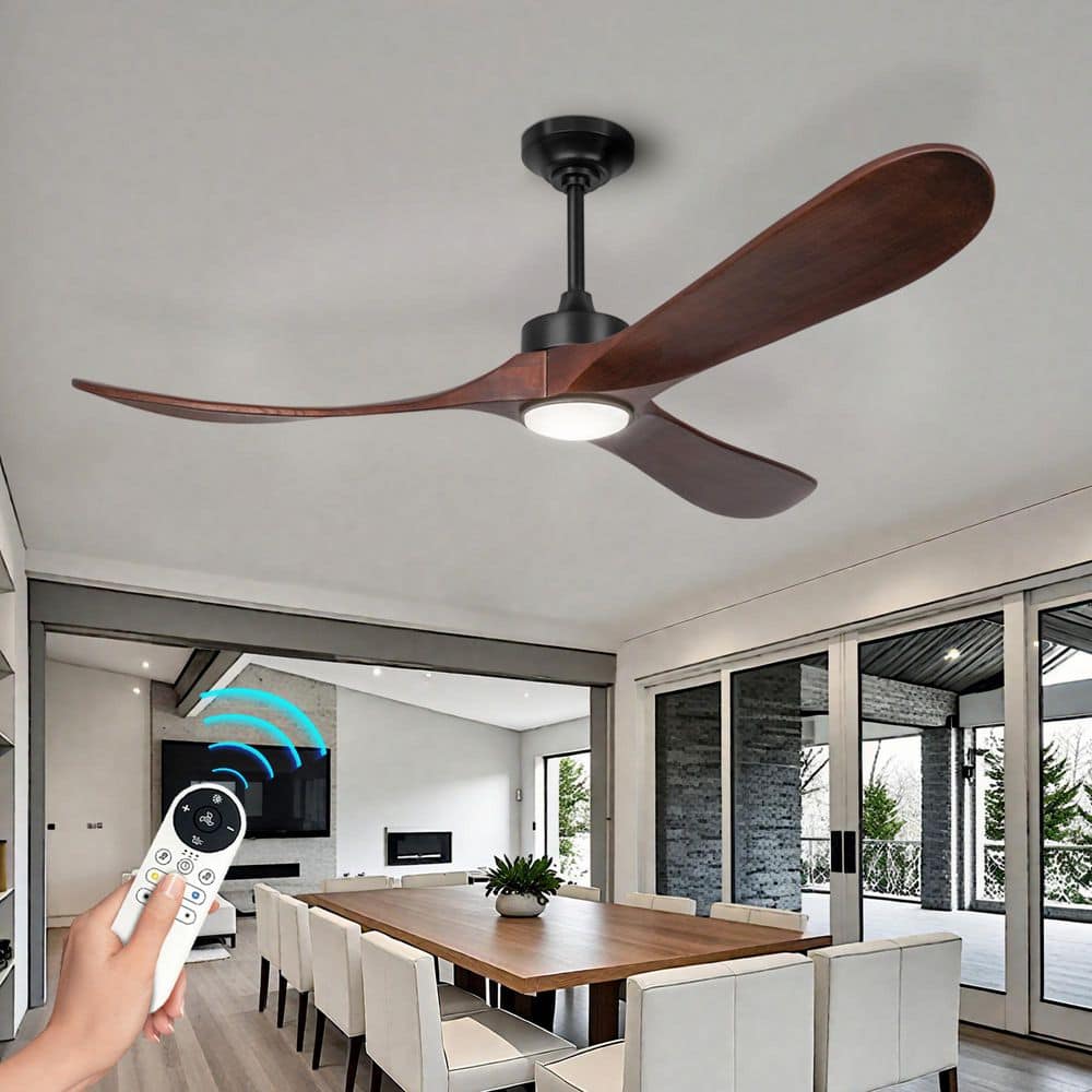 ARISKEEN 60 in. Black Indoor/Outdoor Ceiling Fan with Remote Control, 3 ...
