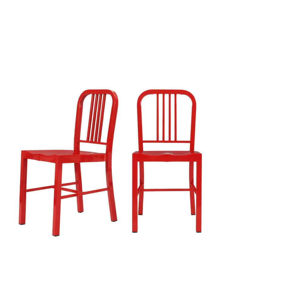 StyleWell Kipling Ruby Red Metal Dining Chair (Set of 2) (15.94 in. W x ...