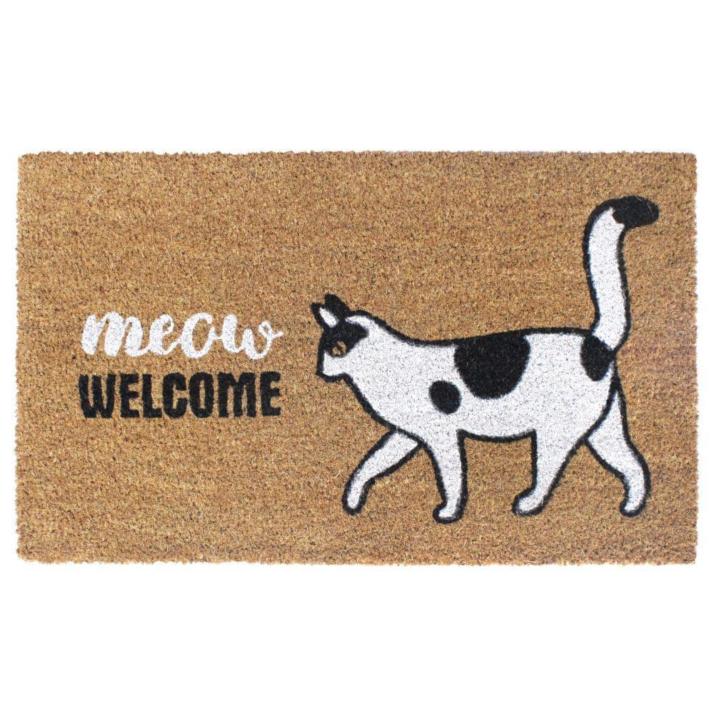 RugSmith White Meow Welcome 18 in. x 30 in. Doormat DM8740 - The Home Depot