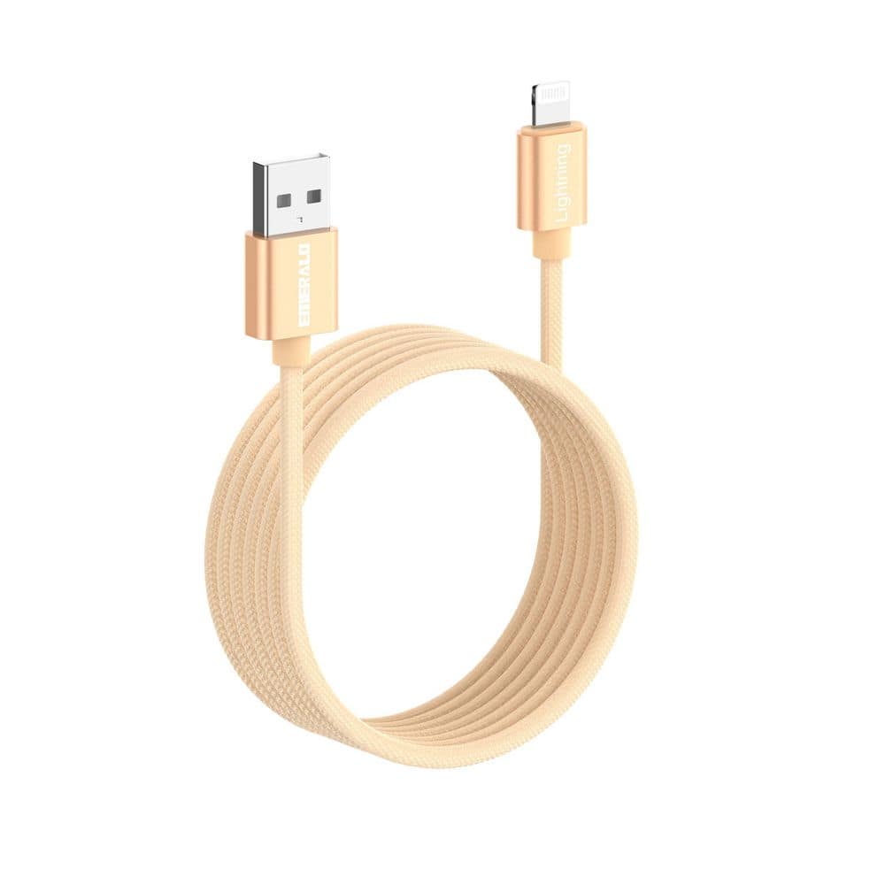 Emerald 10 ft. Braided Cable Lighting to Standard USB Charging Cable ...