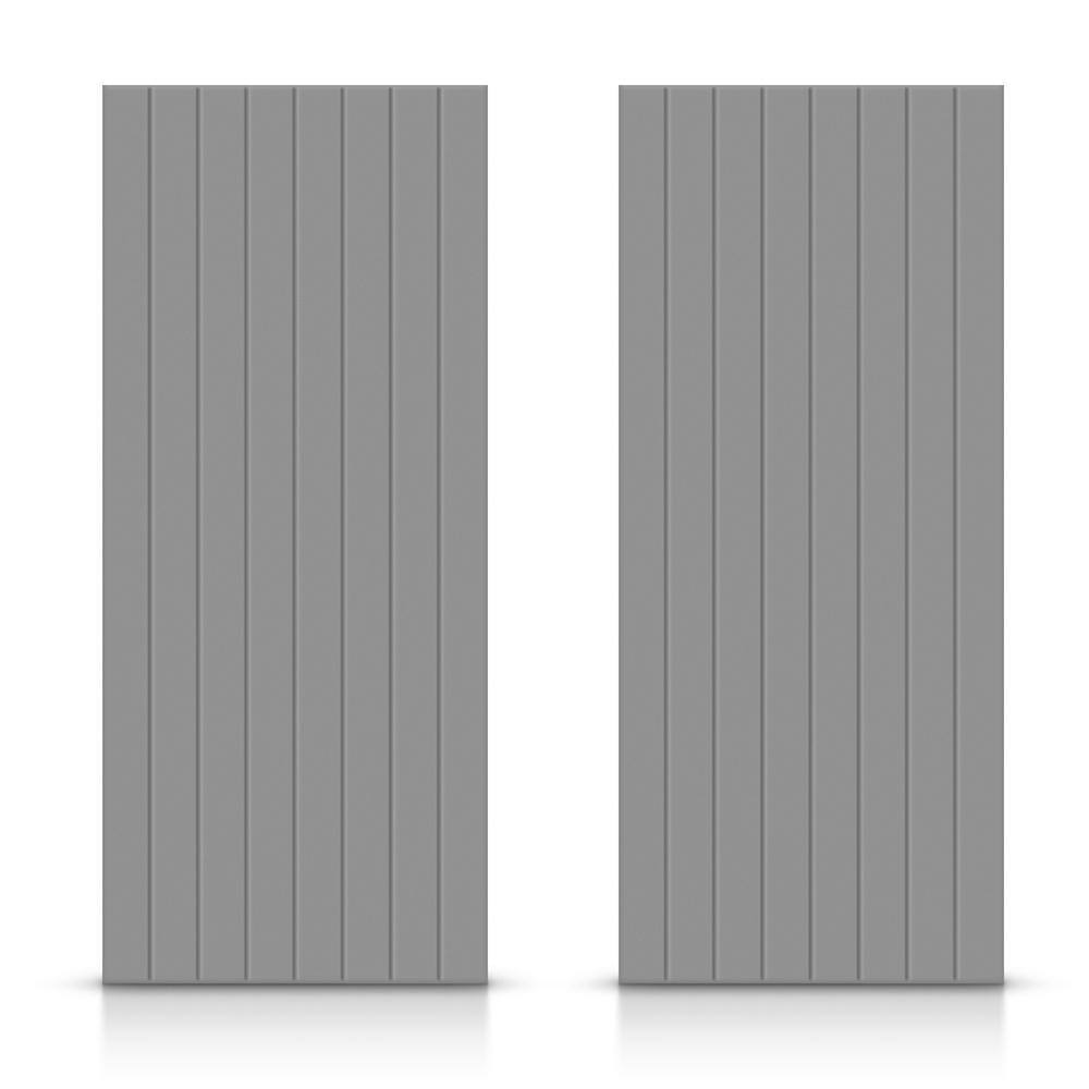 CALHOME 48 in. x 84 in. Hollow Core Light Gray Stained Composite MDF ...