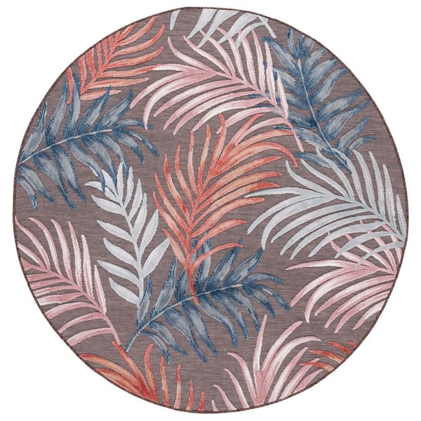 SAFAVIEH Cabana Brown/Blue 6 ft. x 6 ft. High-Low Abstract Leaf Indoor ...