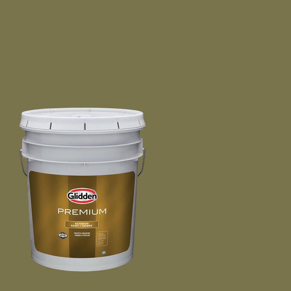 Glidden Premium 5 gal. PPG1113-6 Green Briar Satin Exterior Latex Paint ...