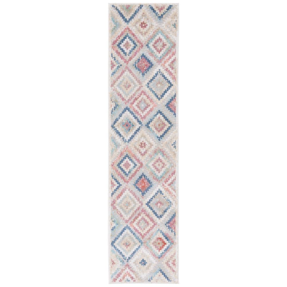 SAFAVIEH Cabana Red/Blue/Multi 2 ft. x 9 ft. Diamond High-Low Indoor ...