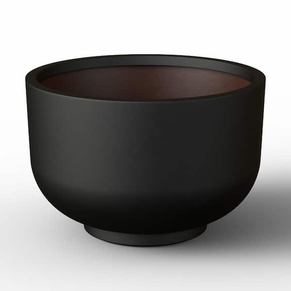 Leisuremod Bloom 19.7 in. Black Fiberstone and Clay Planter Rectangular ...