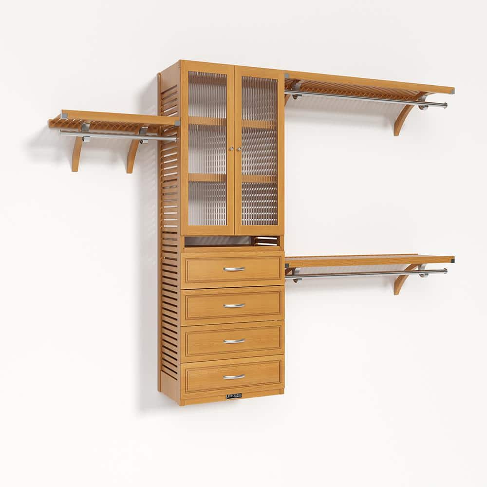 John Louis Home 72 in. W - 120 in. W Honey Maple Walk in with 4 Drawers ...