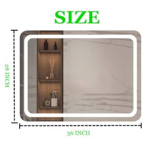 22 in. W x 65 in. H Rectangular Framed LED Lighted Full-Length Wall Bathroom Vanity Mirror in ...