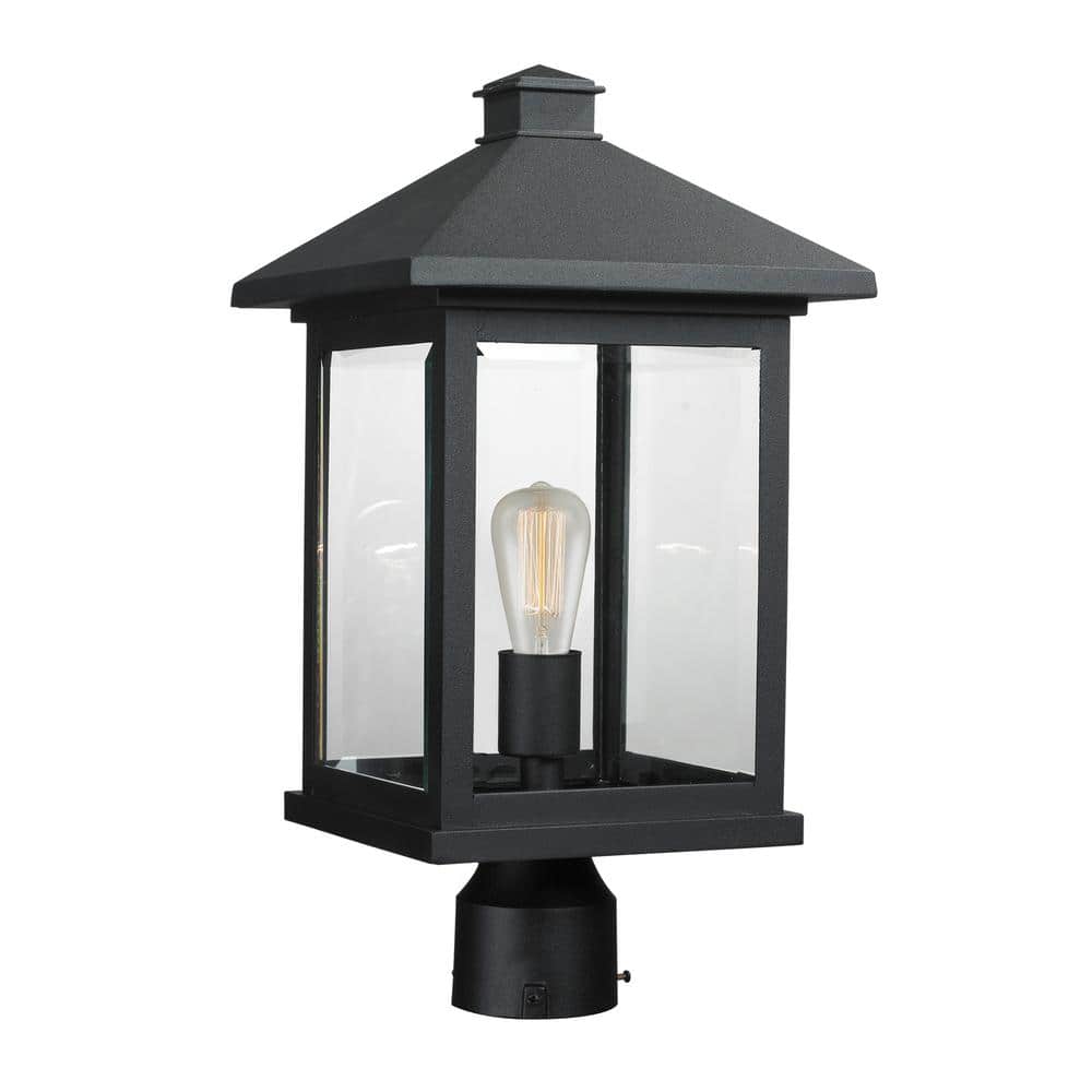 Portland 1-Light Black 18 in. Aluminum Hardwired Outdoor Weather ...