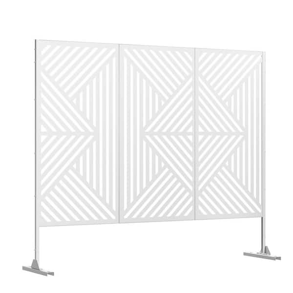 MAYEERTY 1-Piece 72 in. x 47 in. Outdoor White Metal Privacy Panel ...