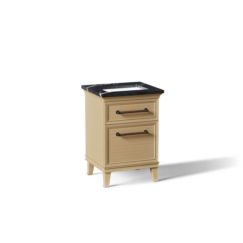 KOHLER Artifacts 24 in. Freestanding Light Oak Bath Vanity with Black ...