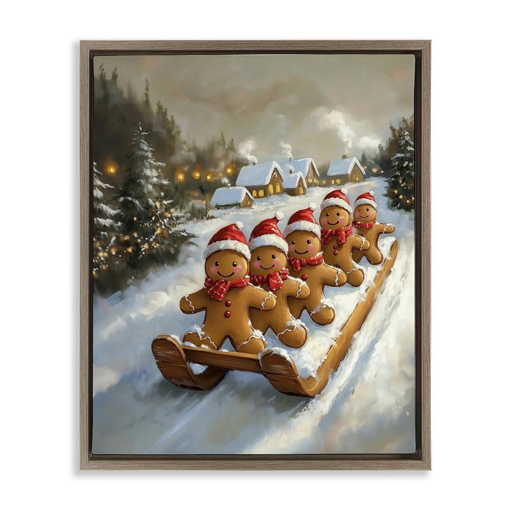 Stupell Industries Gingerbread Snow Day Sledding by Arlington Prints 1 ...