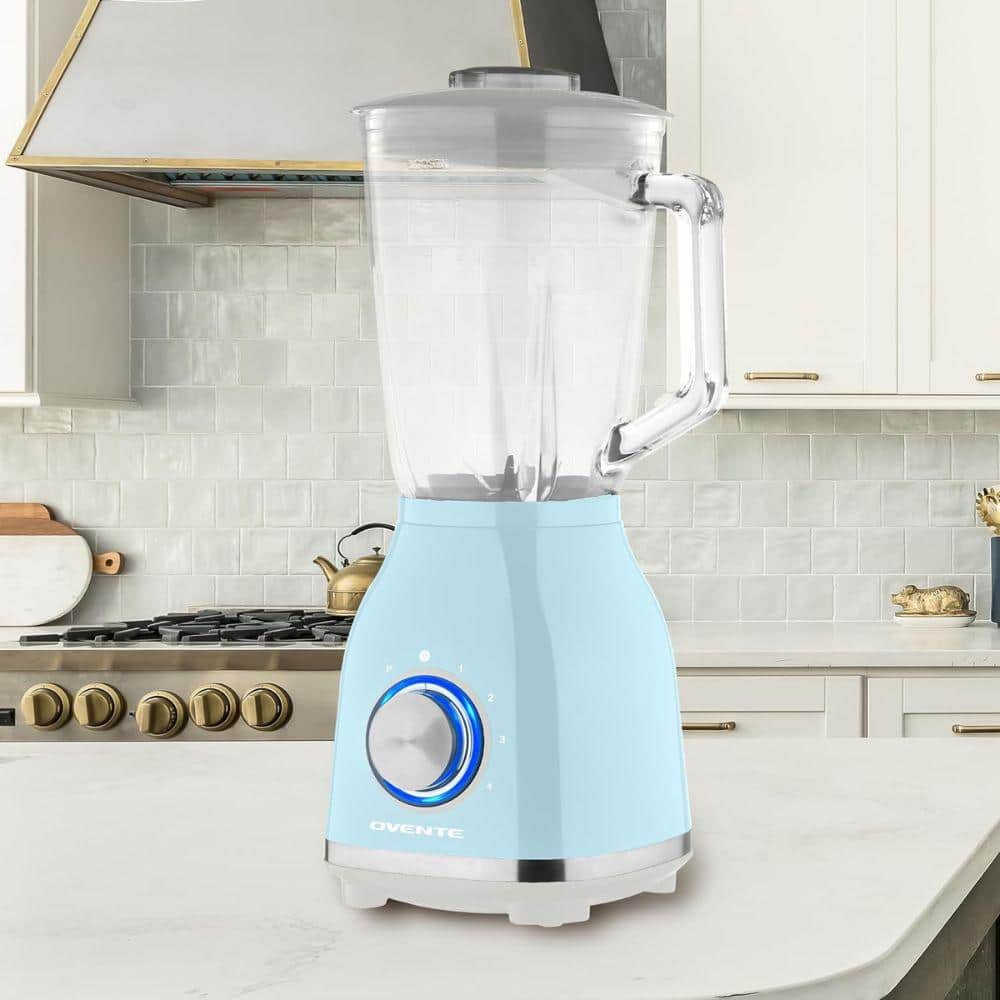 OVENTE 50 oz. Glass Jar Blender, 4-Speed Settings, LightBlue ...