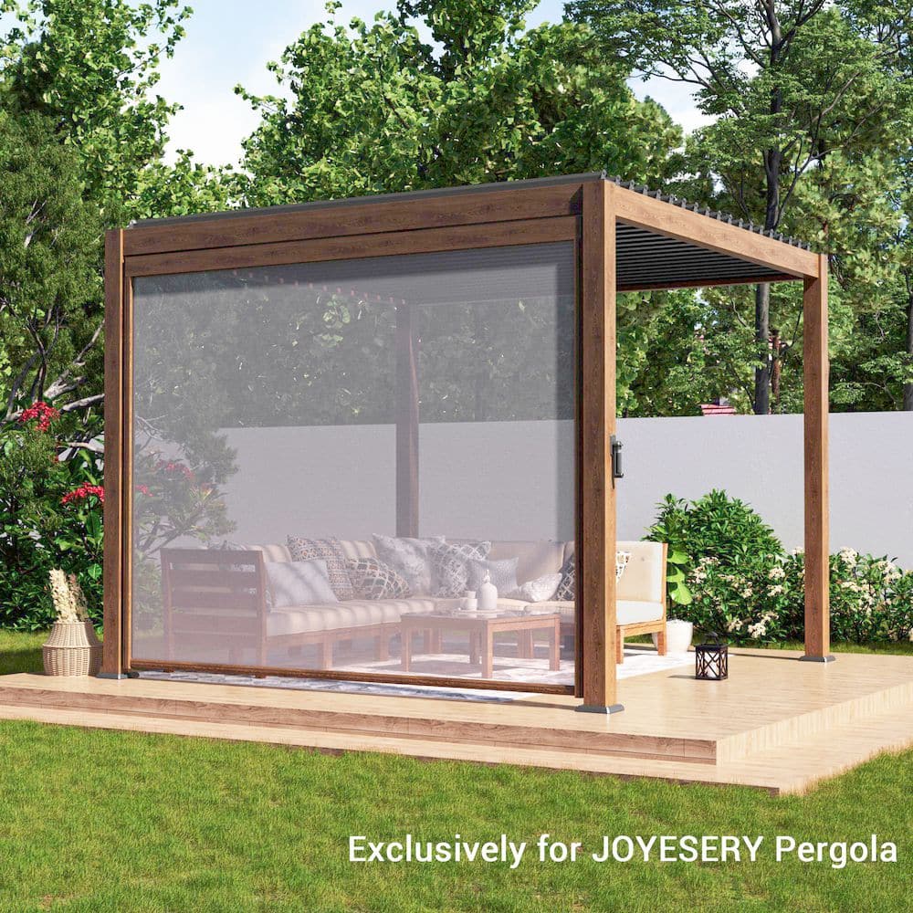 JOYESERY 10 ft. Outdoor Shade Pull Down Privacy Screen for Pergola ...