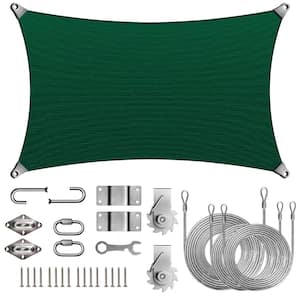 AMGO Super Ring 22 ft. x 22 ft. Sun Shade Sail with Winch Kits-Grey AW ...