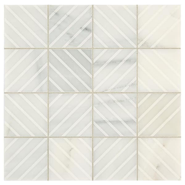 Daltile Premier Accents Bone White Engraved 12 in. x 12 in. x 8 mm ...