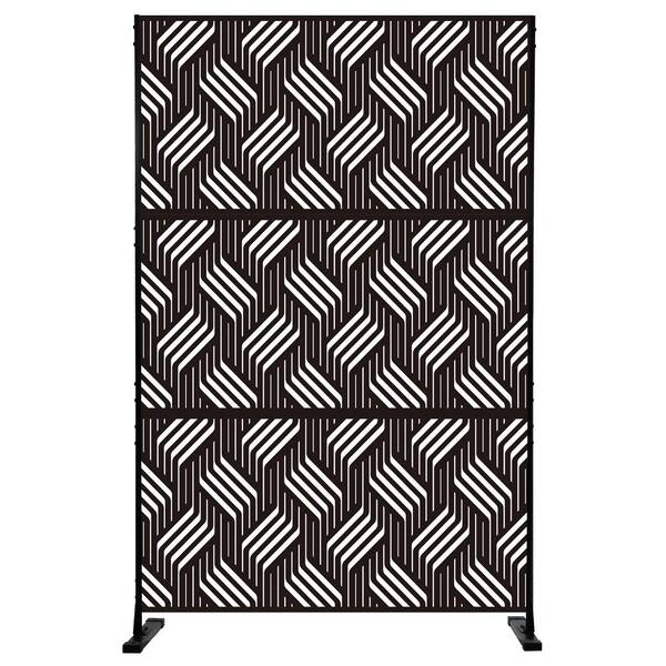 KOZYARD 74 in. H x 47 in. W Black Metal Privacy Screen Decorative ...