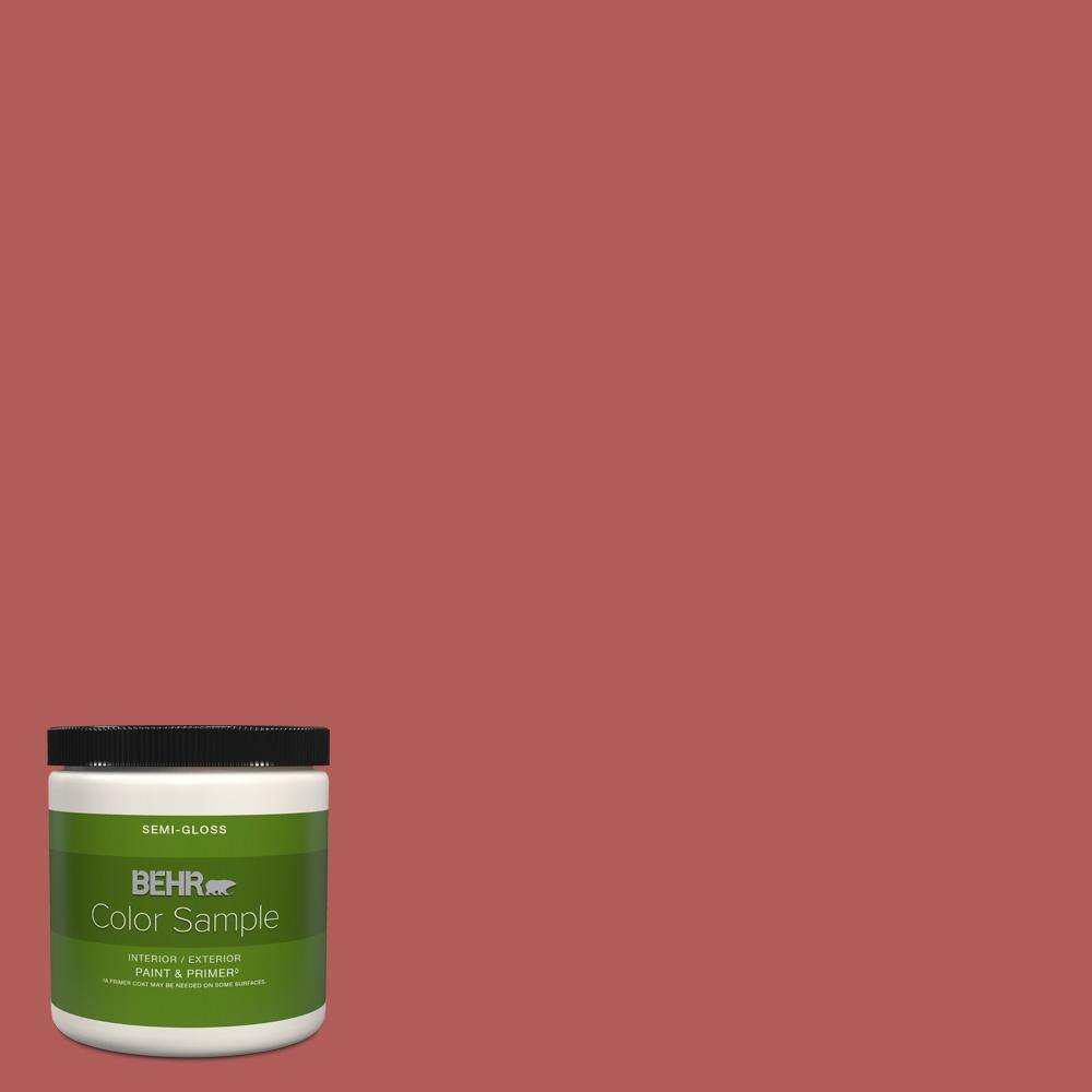 BEHR PREMIUM PLUS 8 oz. #160D-6 Pottery Red Semi-Gloss Interior ...