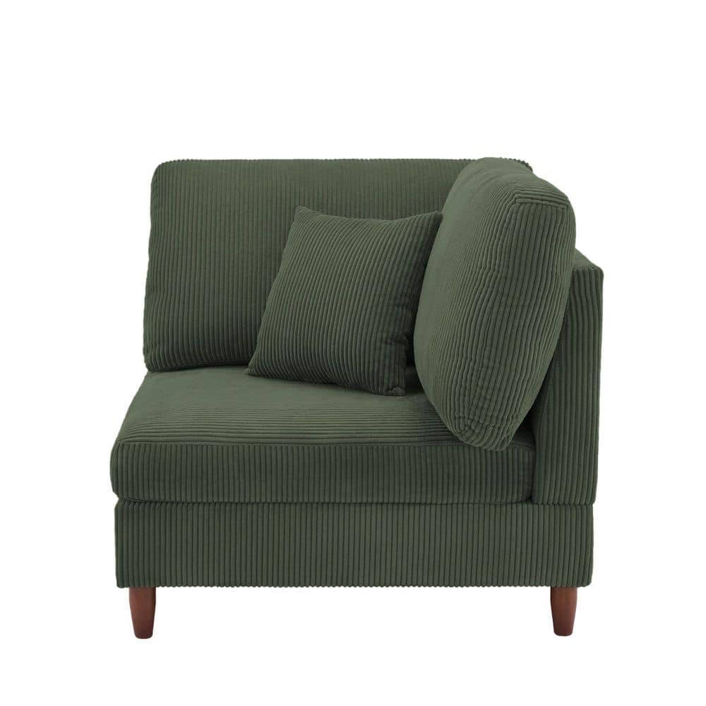 Uixe Green Corduroy Fabric Right Arm Facing Sectional Corner Arm Chair ...
