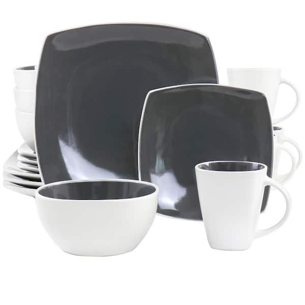 Gibson Elite 16 Piece Stoneware Dinnerware Set in Grey 986116937M - The ...