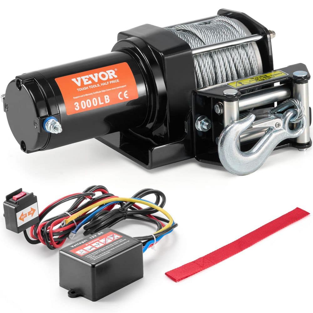 VEVOR Electric Winch 3000 lbs. Vehicles Winch with 39 ft. Steel Cable ...