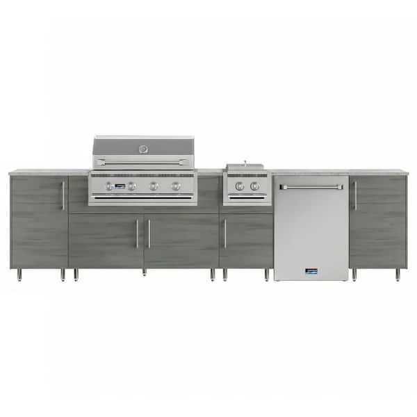 WeatherStrong Nightfall 126 in. W 4-Burner Propane Grill Island in ...