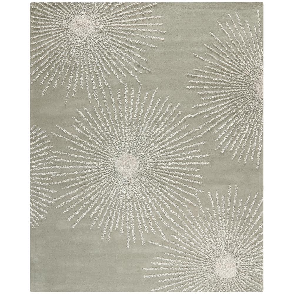 SAFAVIEH Soho Grey/Ivory Wool 8 ft. x 10 ft. Floral Area Rug SOH712K-8 ...