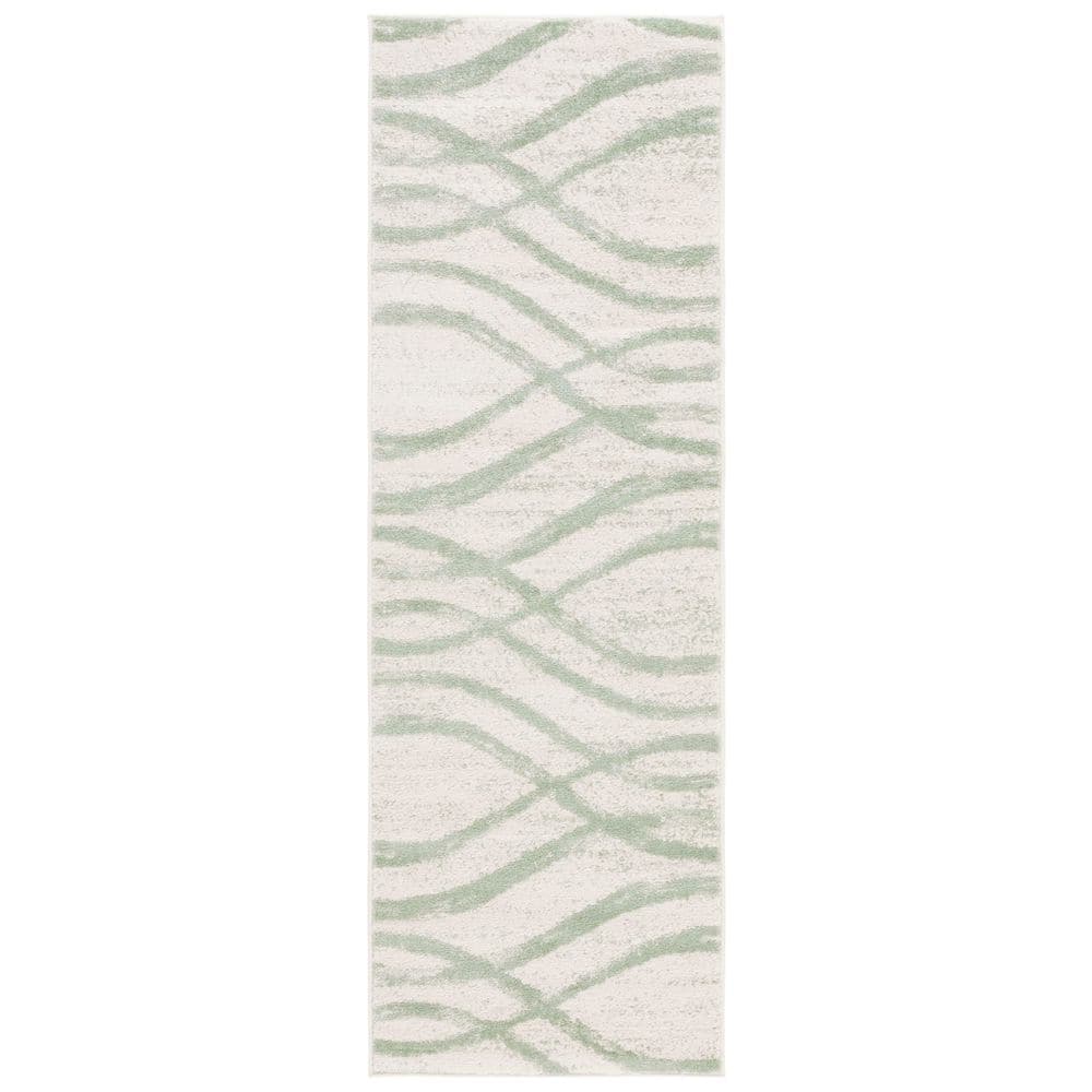 SAFAVIEH Adirondack Ivory/Sage 3 ft. x 14 ft. Waves Runner Rug ADR125A ...