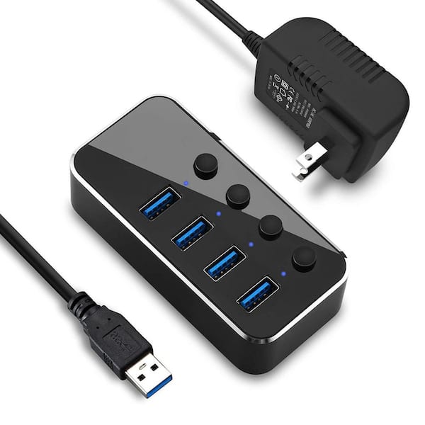Lukyamzn 4 Port USB 3.0 Hub Splitter with Individual On/Off Switch ...