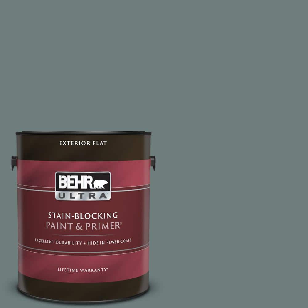 BEHR ULTRA 1 gal. #N440-5 Coney Island Flat Exterior Paint & Primer ...