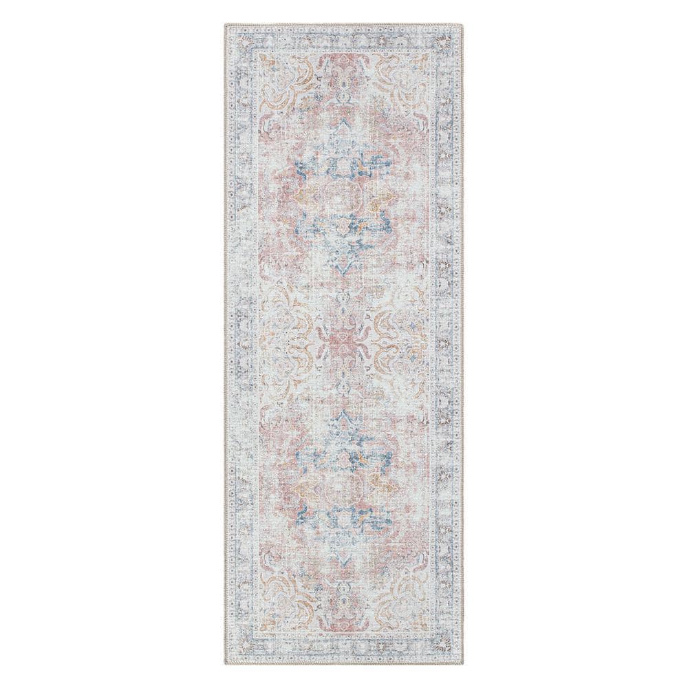 World Rug Gallery Bohemian Transitional Machine Washable 2'6"x10' Rust ...