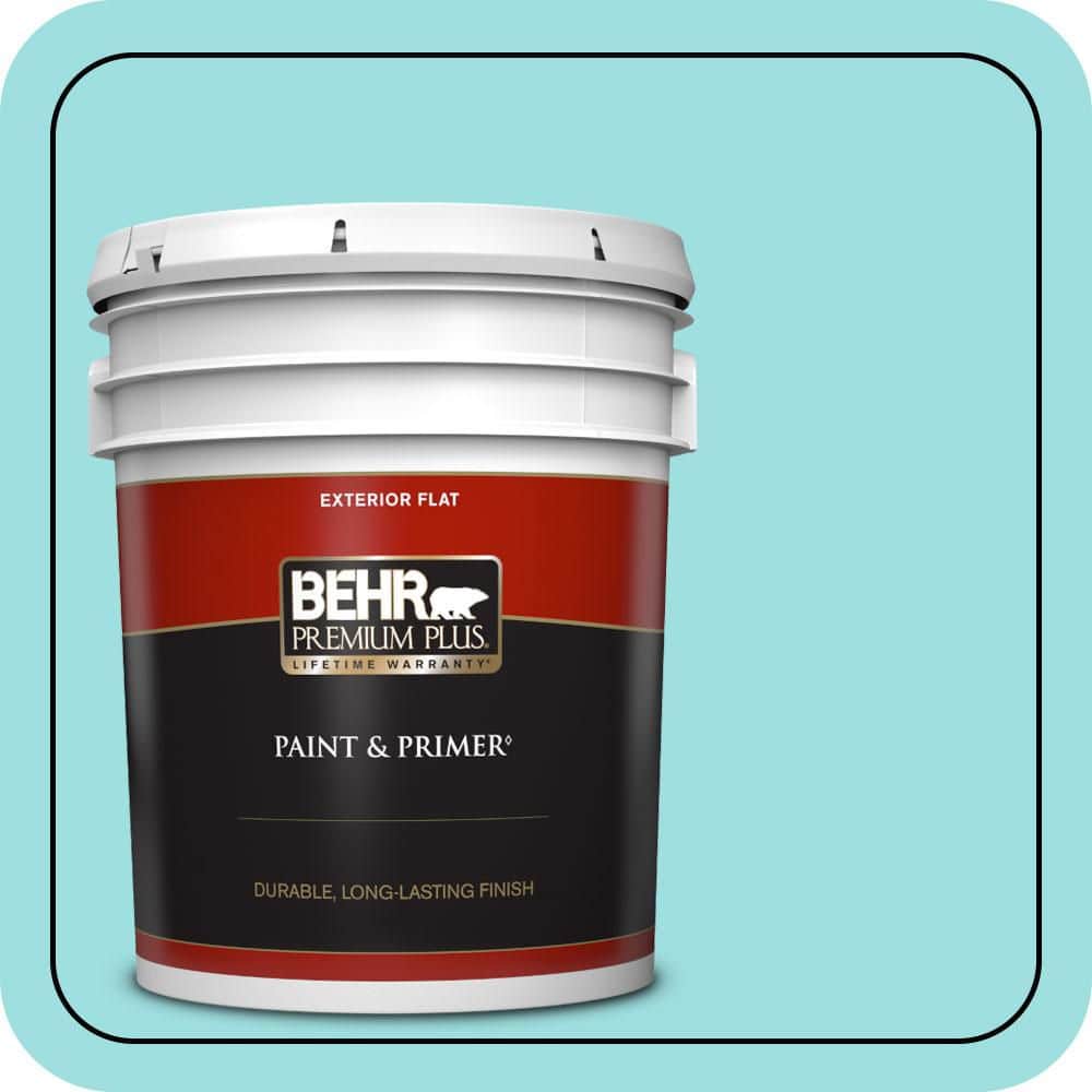 BEHR PREMIUM PLUS 5 gal. #P460-2 Tropical Waterfall Flat Exterior Paint ...