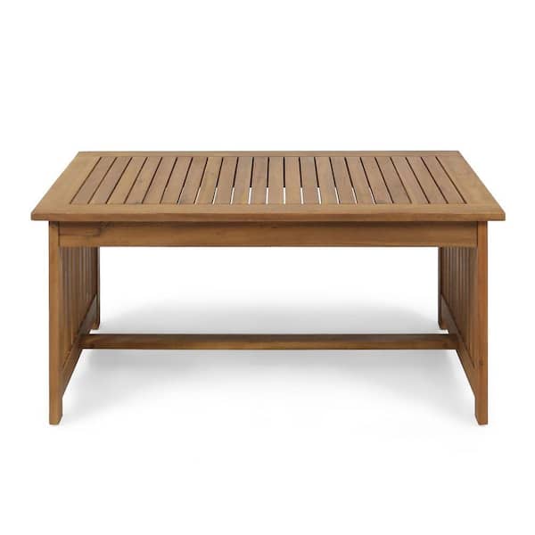 Zeus & Ruta Brown and Antique Bronze Rectangular Wood Outdoor Coffee ...