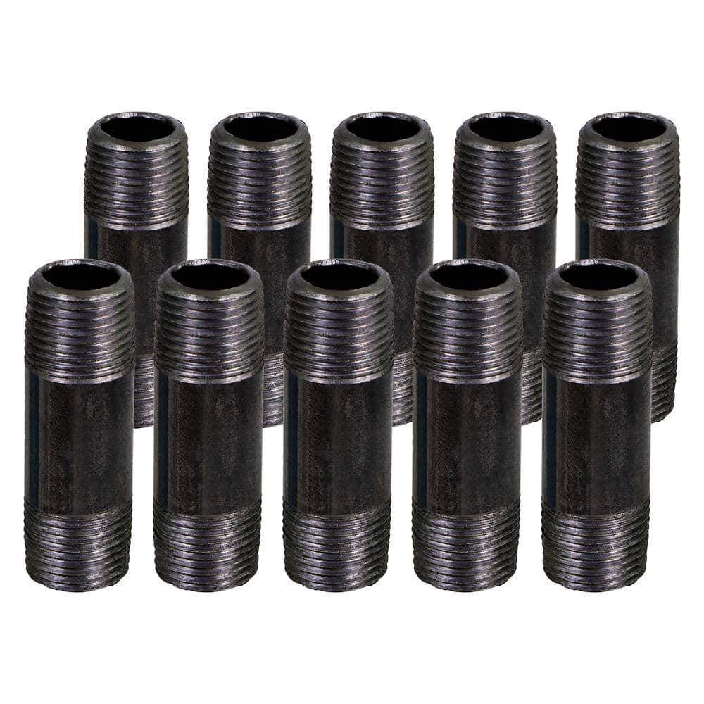 PLUMBFLEX Black Steel Pipe, 1/4 in. x 4 in. Nipple Fitting (Pack of 10 ...