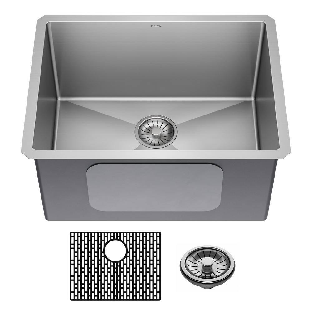 Delta Lenta 16-Gauge Stainless Steel 24 in. Single Bowl Undermount ...