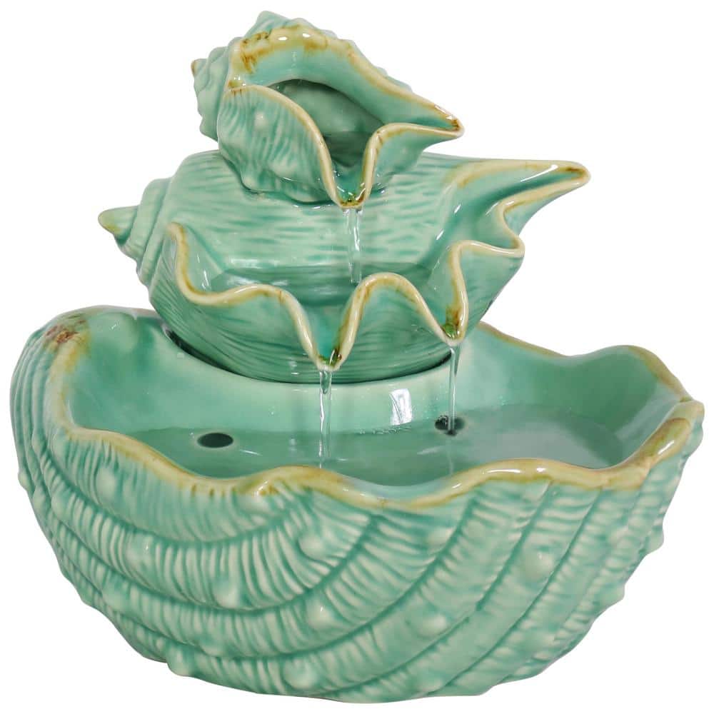 Sunnydaze 7 in. Tiered Stacked Seashells Indoor Tabletop Fountain SSS ...