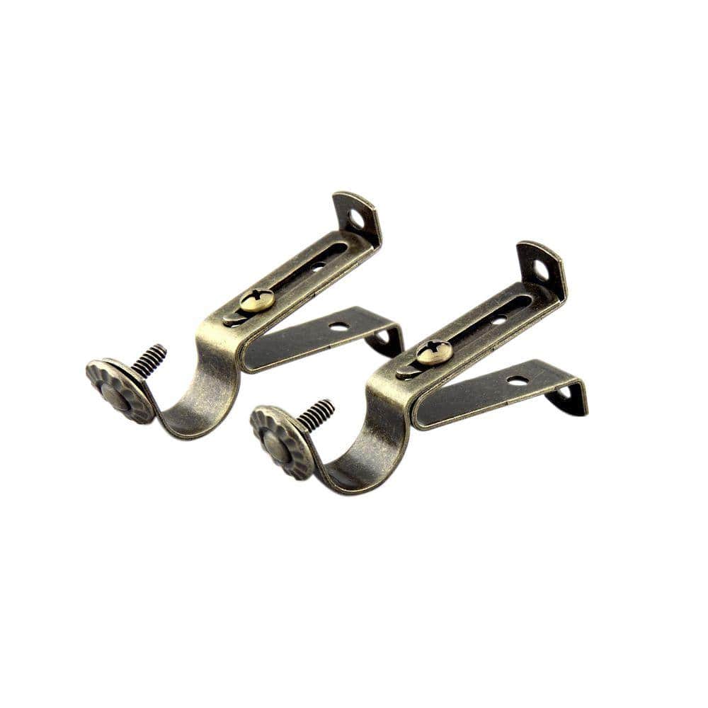 Rod Desyne Antique Brass Steel Single 3 in. Projection Curtain Rod ...