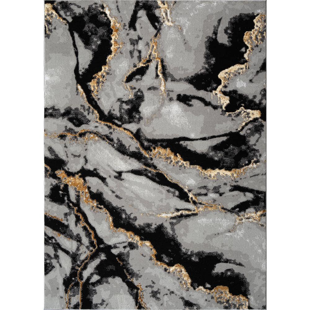 Amazing Rugs "Tali" 3' x 5' Gray/Black/Gold Abstract Area Rug TALBK0324 ...