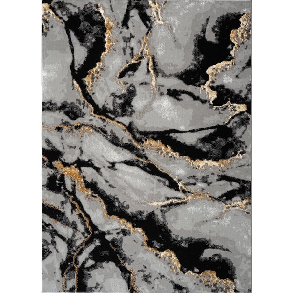 Amazing Rugs "Tali" 4' x 6' Gray/Black/Gold Abstract Area Rug TALBK0324 ...