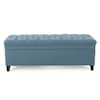 Noble House Juliana Tufted Blue Fabric Storage Bench 10317 - The Home Depot