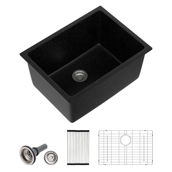 Dcolora 24" Undermount Laundry/Utility Sink 18"D x 24"W x 12"H Granite ...
