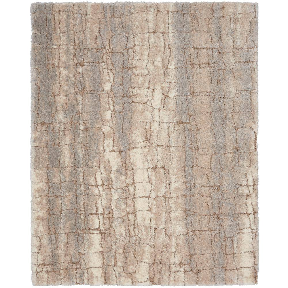 Nourison Luxurious Shag Ivory Beige 8 ft. x 10 ft. Abstract ...