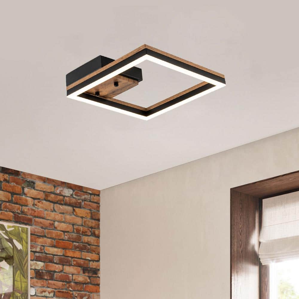 EDISLIVE Iris 1-Light 10.63 in. Integrated LED Wood Flush Mount Ceiling ...