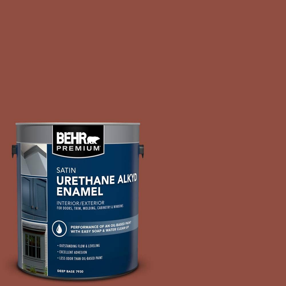 BEHR PREMIUM 1 gal. #SC-330 Redwood Urethane Alkyd Satin Enamel ...