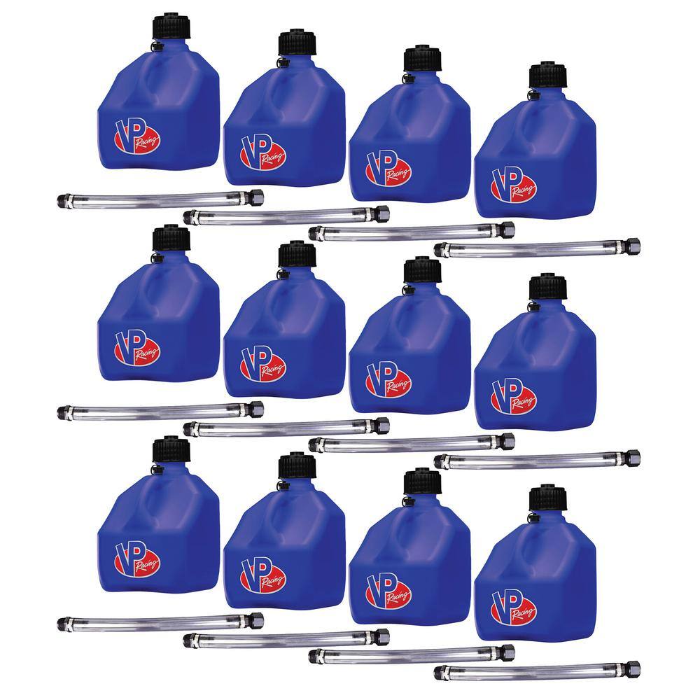 VP Racing Plastic 3 Gal Liquid Utility Jugs with Hoses, Blue (12 Pack ...