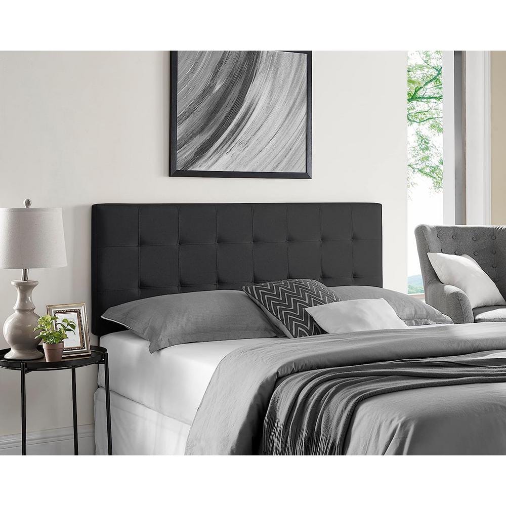 HOMESTOCK Dark Gray Upholstered Tufted Headboard for Full and Queen ...