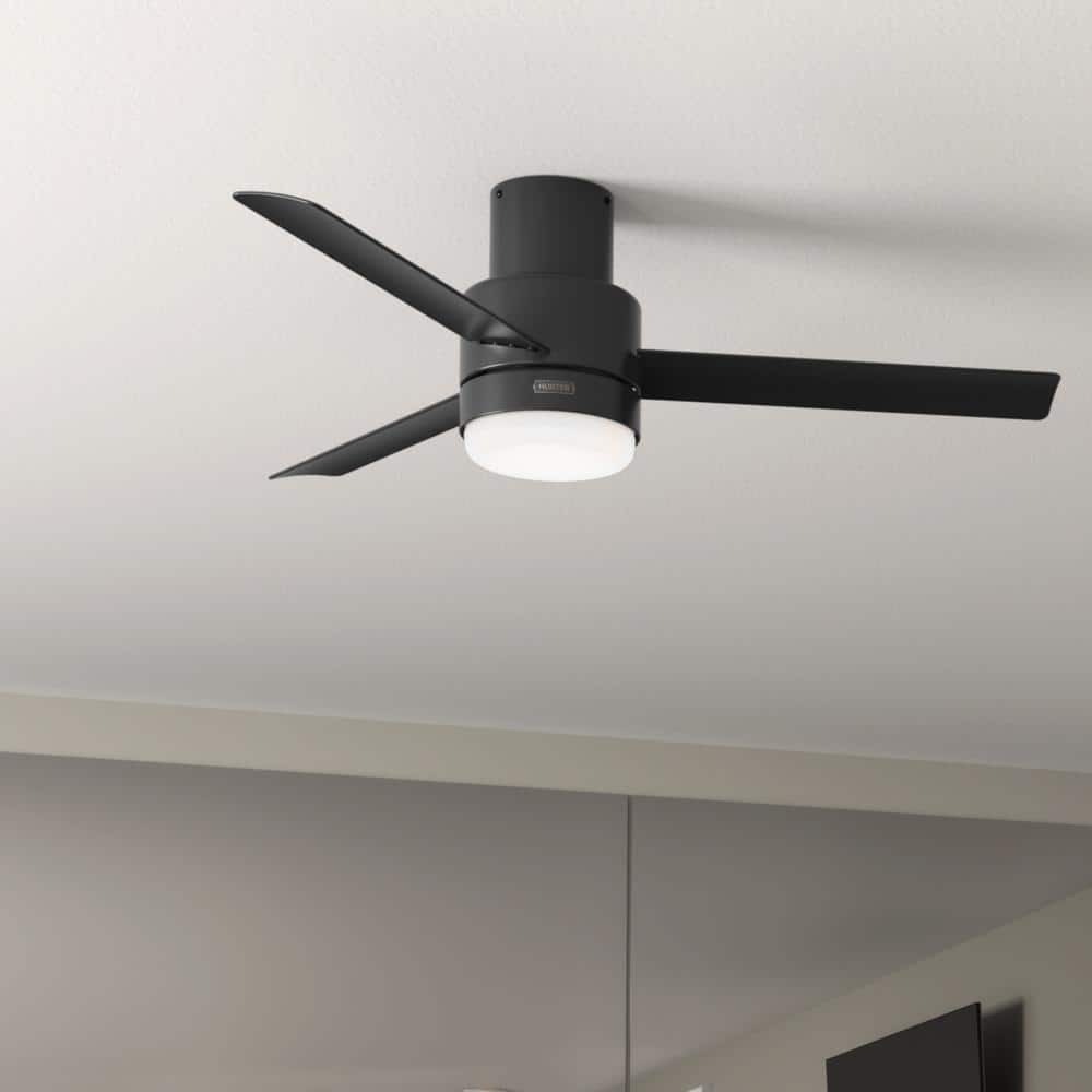 Hunter Gilmour 52 in. Indoor/Outdoor Matte Black Ceiling Fan with Light ...